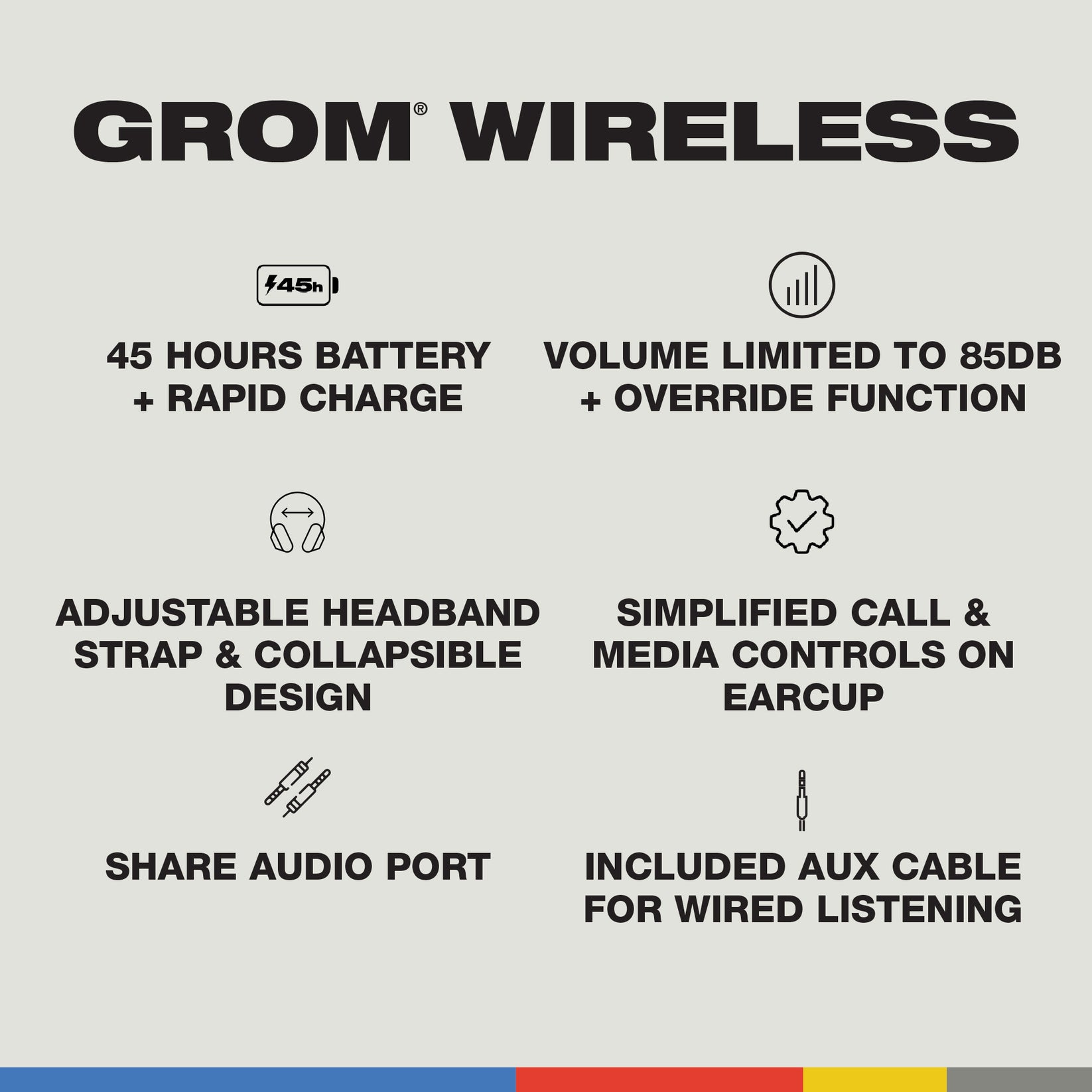 Grom Wireless - Over-Ear Wireless Kids Headphones | Bluetooth 5.2 ...