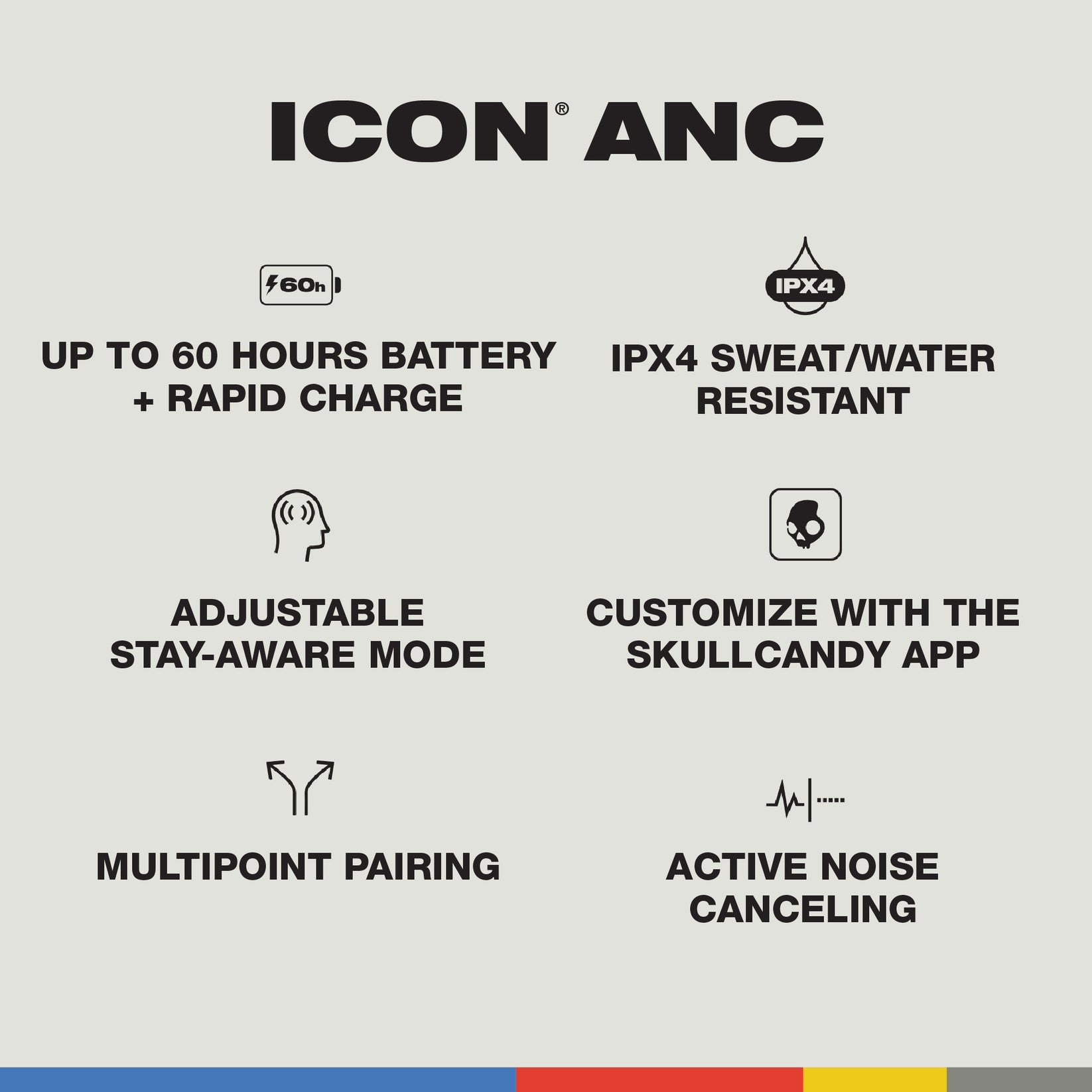 Skullcandy Icon ANC - On-Ear Noise Cancelling Headphones | Bluetooth 5. ...
