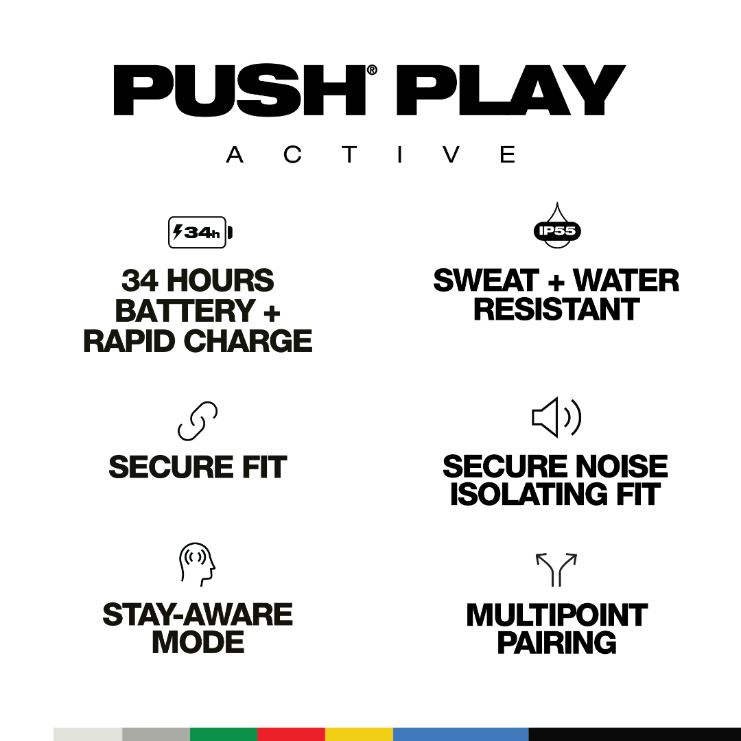 Push Play Active - True Wireless Sport Earbuds with Ear Hooks ...